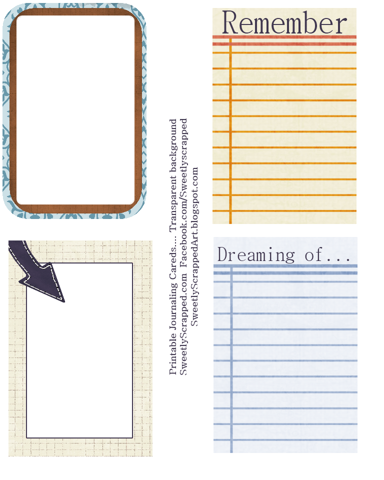 Sweetly Scrapped: Printable Journaling Cards