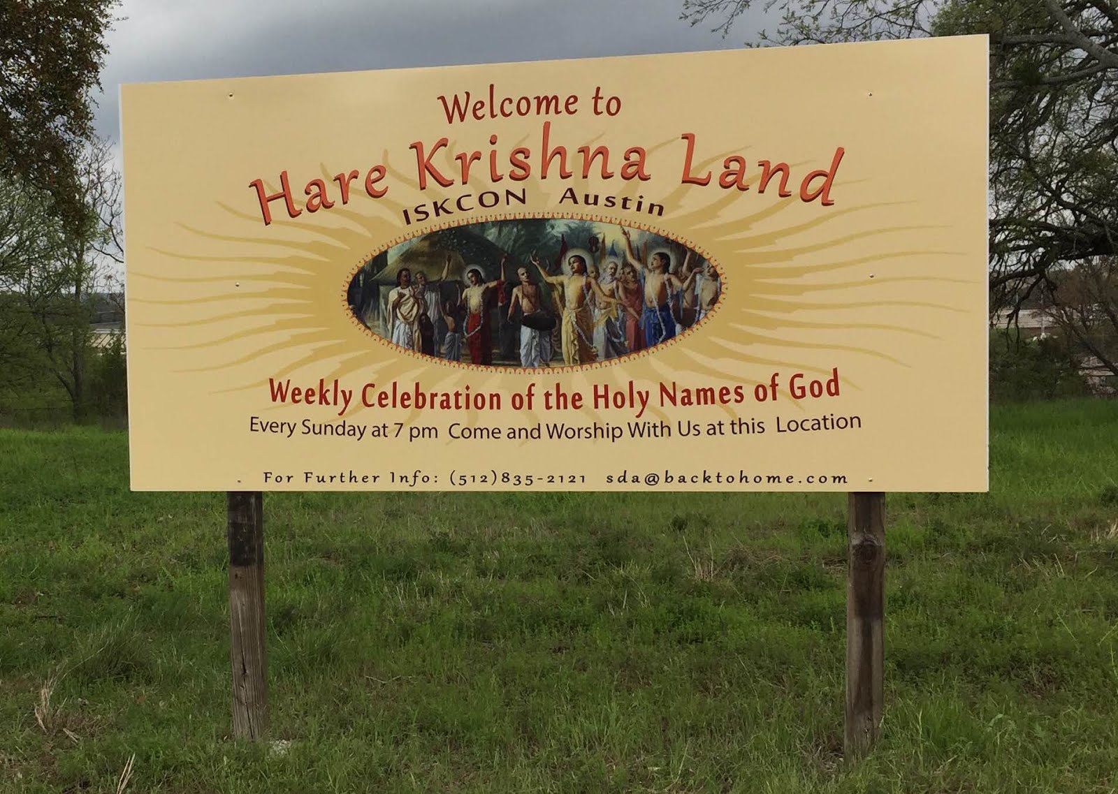 Sign Installed at Austin Hare Krishna Land