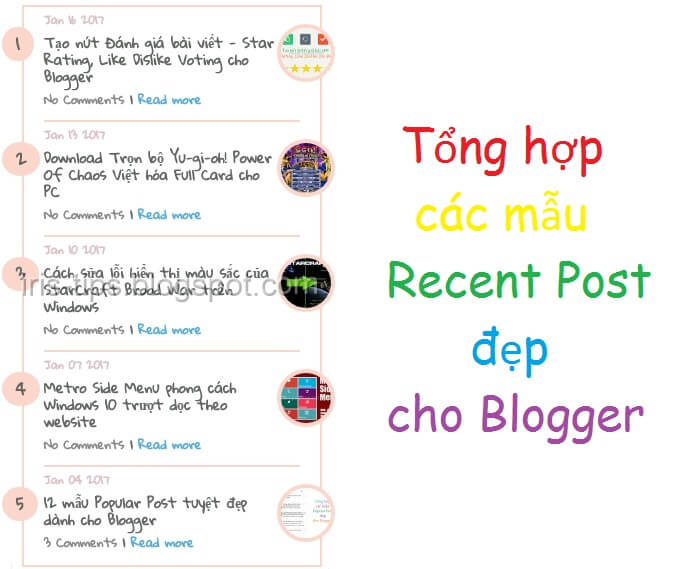 11 mẫu Recent Post tuyệt đẹp dành cho Blogger ~ Iris Tips