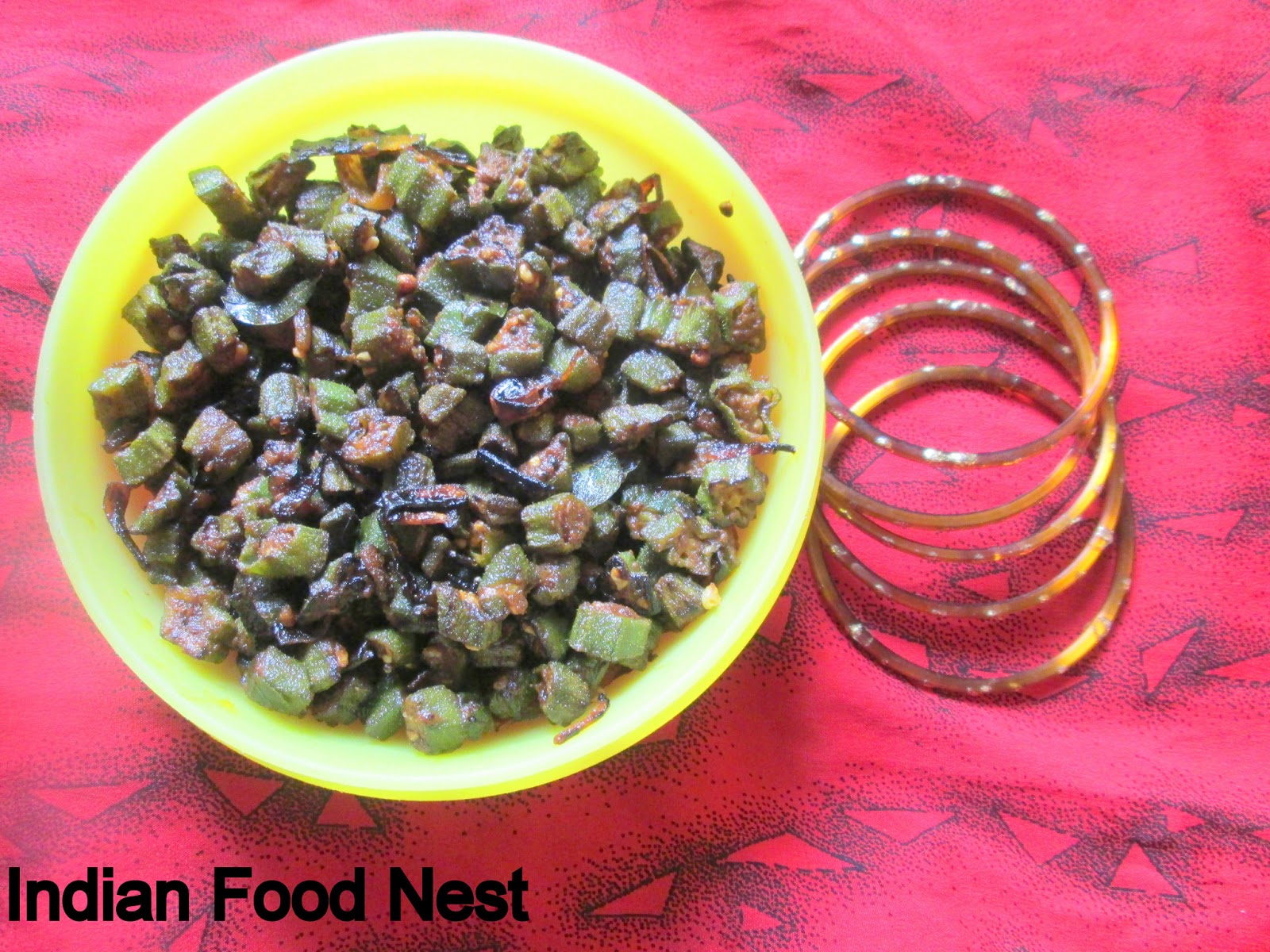 Indian Food Nest: Spicy Lady's Finger Fry / Spicy Okra Fry / Vendaikkai ...