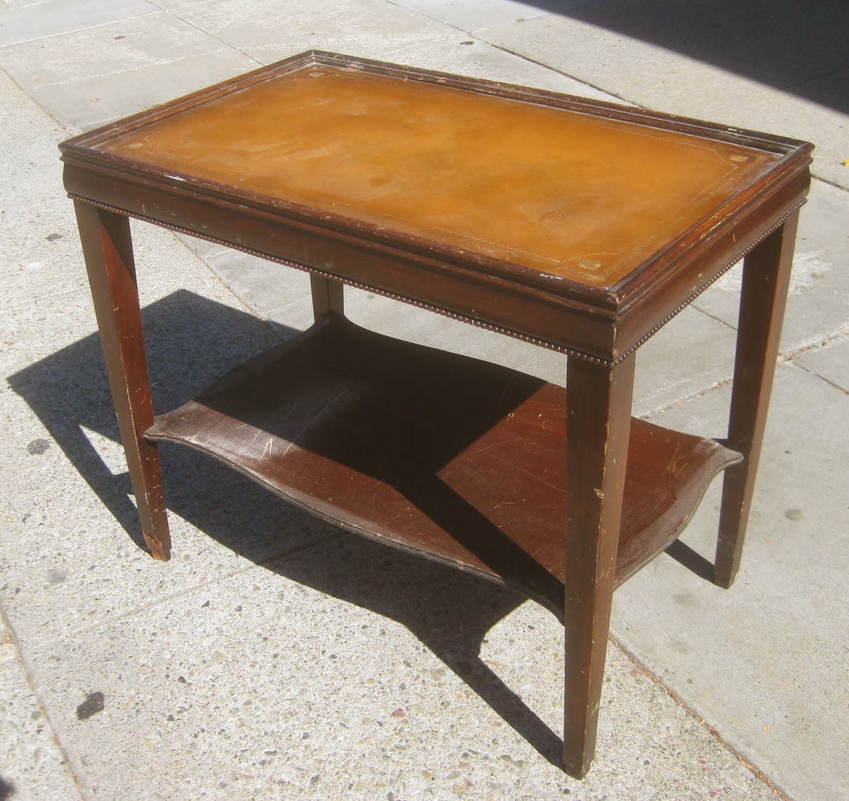 UHURU FURNITURE & COLLECTIBLES: SOLD - Leather Top Side Table - $30
