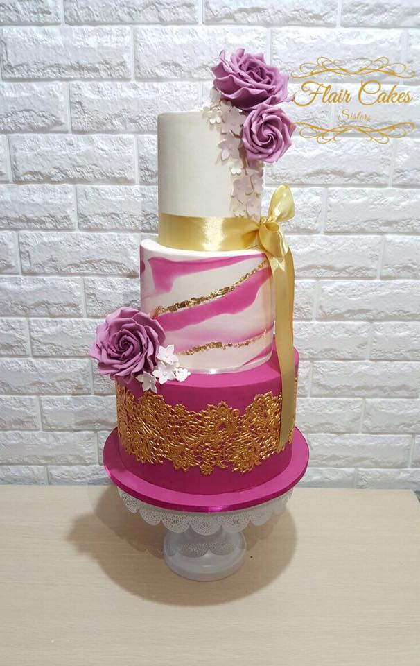 Flair Cakes Sisters: Bright magenta wedding cake