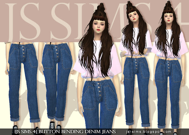 [JS SIMS 4] Button Bending Denim Jeans－JS SIMS｜痞客邦