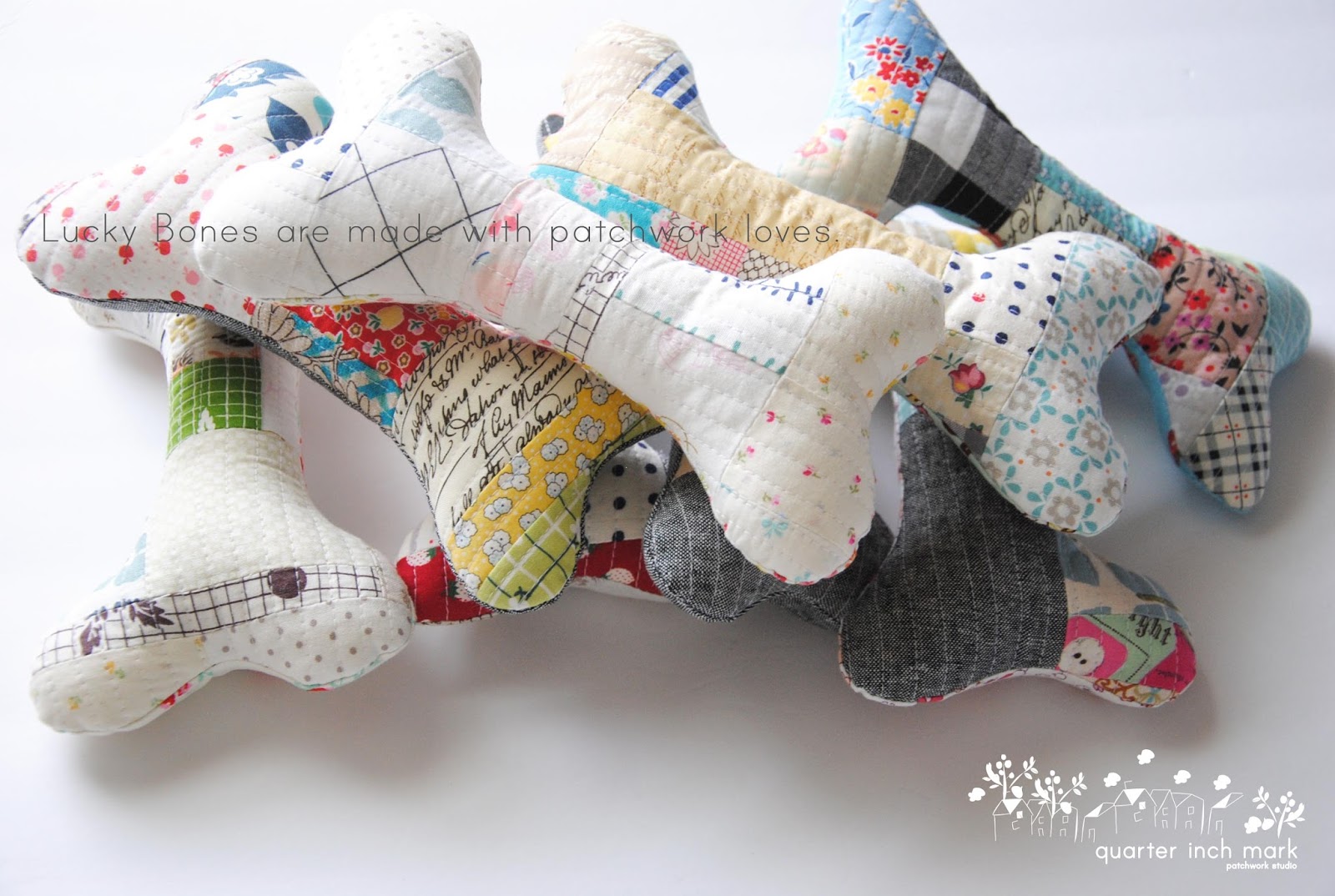 1/4" mark: Lucky Bone Patchwork Toy Sewing Pattern