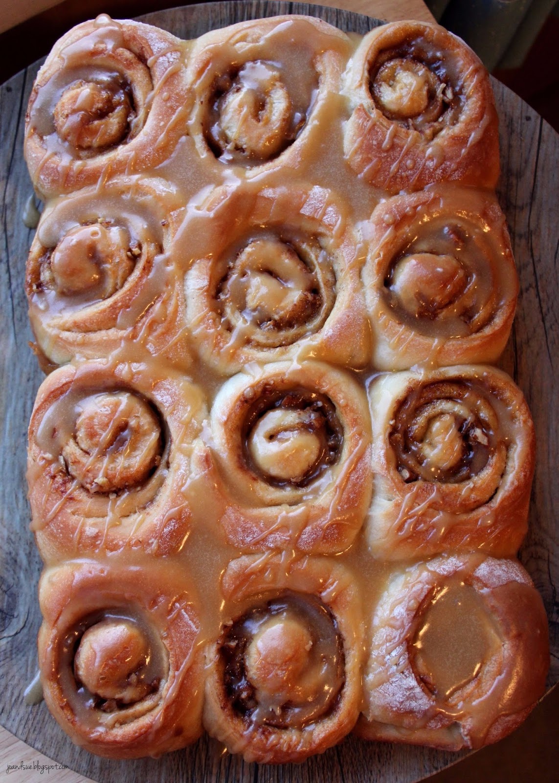 Jo and Sue: Overnight Pecan Cinnamon Buns With Caramel Drizzle