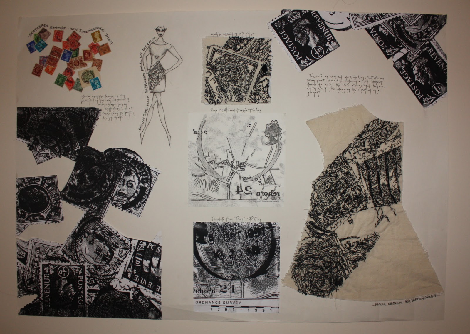 1066395631: Printed Textiles - worksheet including machine embroidery