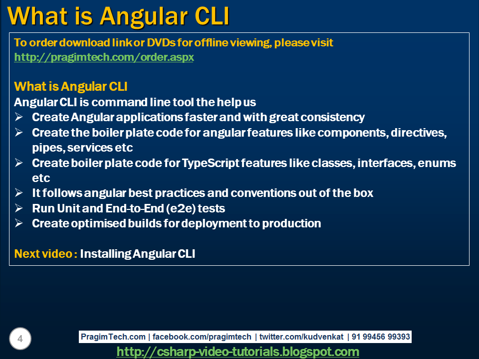 Sql server, .net and c# video tutorial: What is Angular CLI - Slides