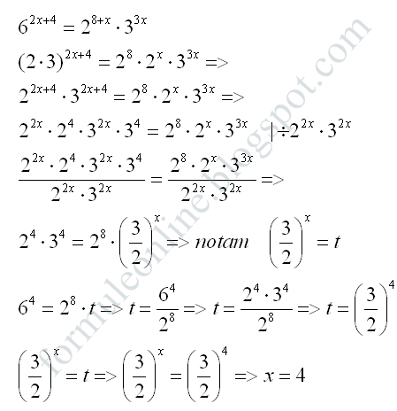 Ecuatii exponentiale exercitiu rezolvat 23 - formuleonline