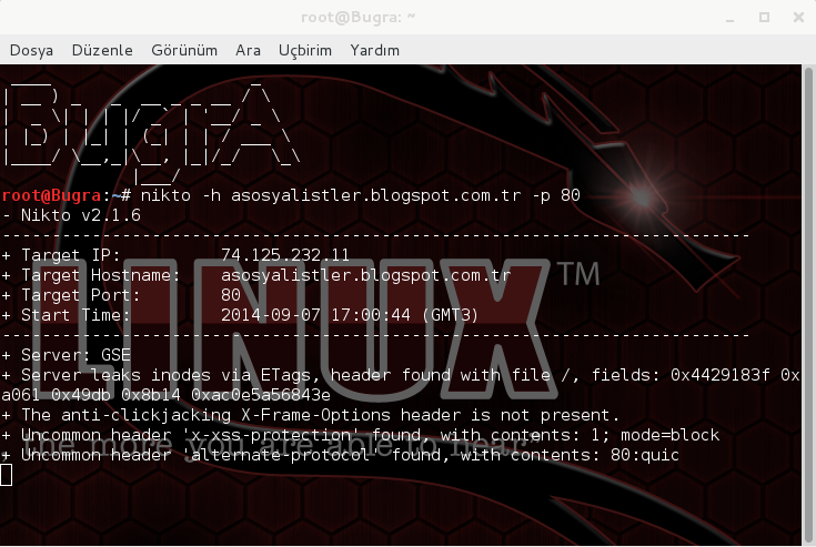Kali Lİnux Nikto Kullanımı | Web Security Scanner ~ Asosyal Blog