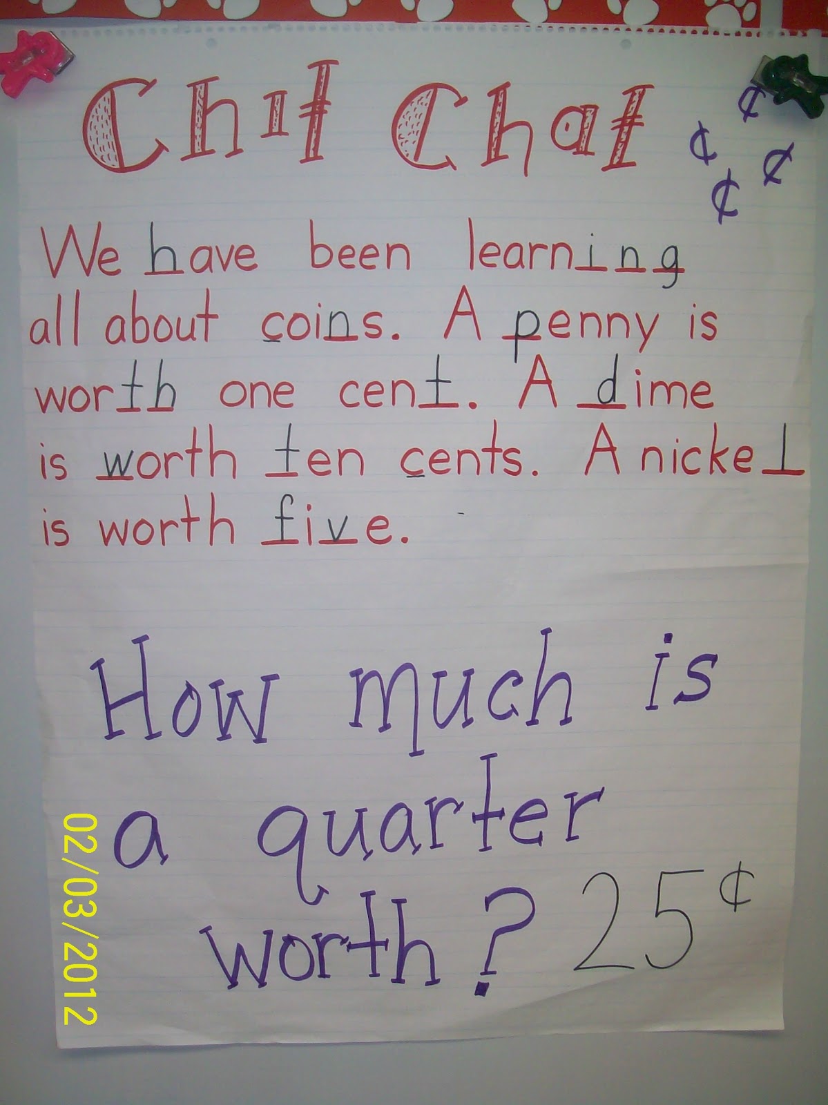 Mrs. Straight's Kindergarten Korner: Chit Chat