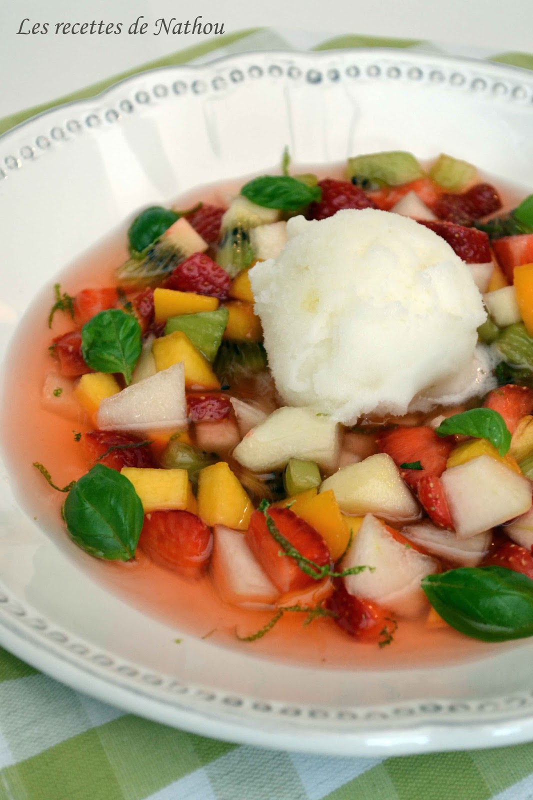 Ma cuisine au fil de mes idées...: Minestrone de fruits et sorbet au citron