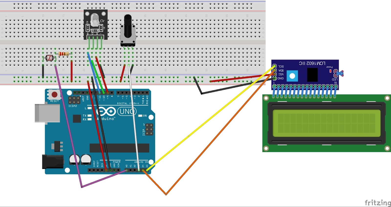 Tecnoblogueando Control De Un Led Rgb Con Potenciometro Y Ldr