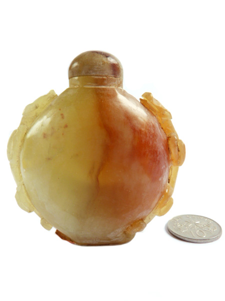 Vintage Jadeite Carved Snuff Bottle, Brown & Green Jade, Burmese Feicui ...