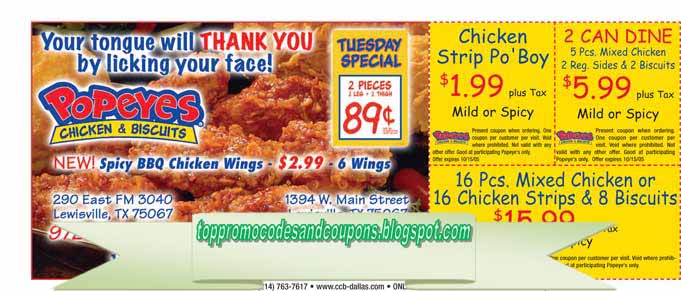 Free Promo Codes and Coupons 2023: Popeyes Chicken Coupons
