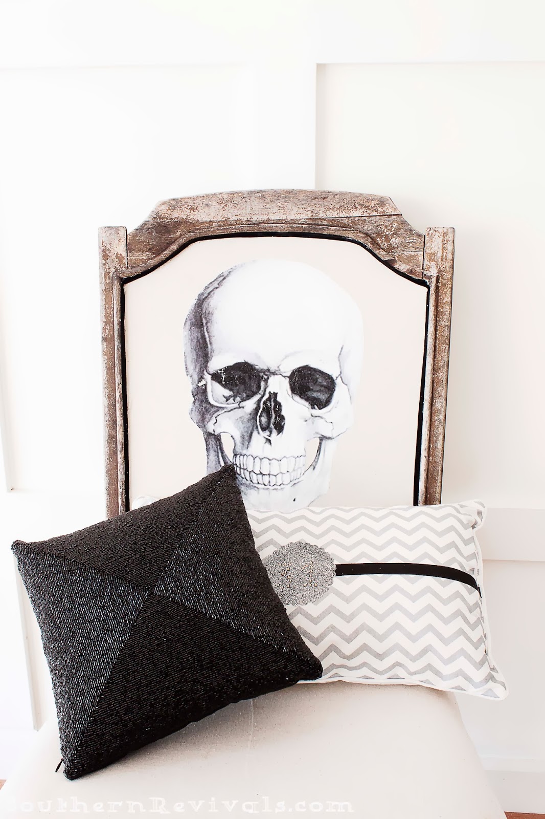 DIY Halloween Skeleton Skull Chair | A Fun Upcycle for a "Ruined" Chair ...