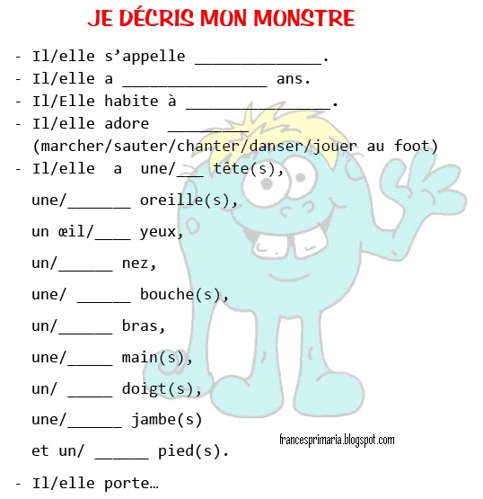 Français à l'école: Mon monstre!