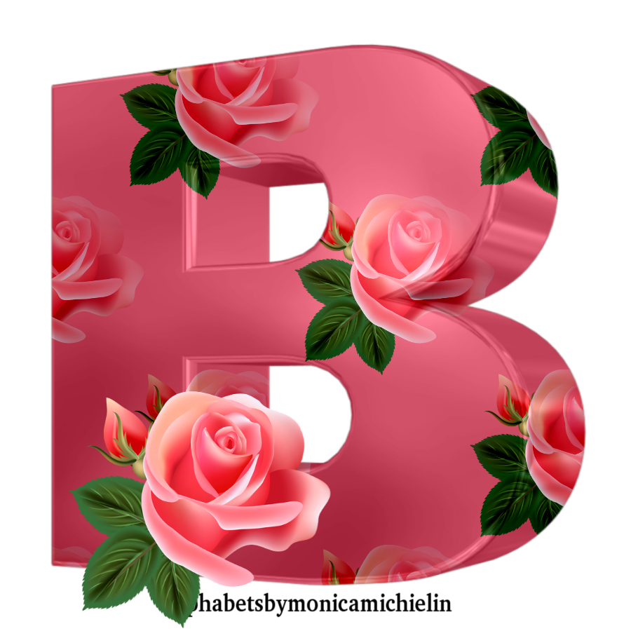 M. Michielin Alphabets: ALPHABET PINK FLORAL ROSES, ALFABETO FLORAL ROSAS