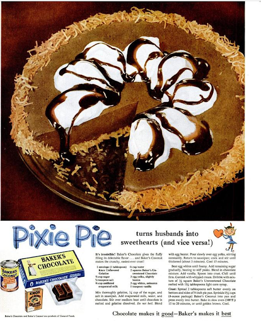 Dying for Chocolate: CHOCOLATE PIXIE PIE: Vintage Ad & Recipe