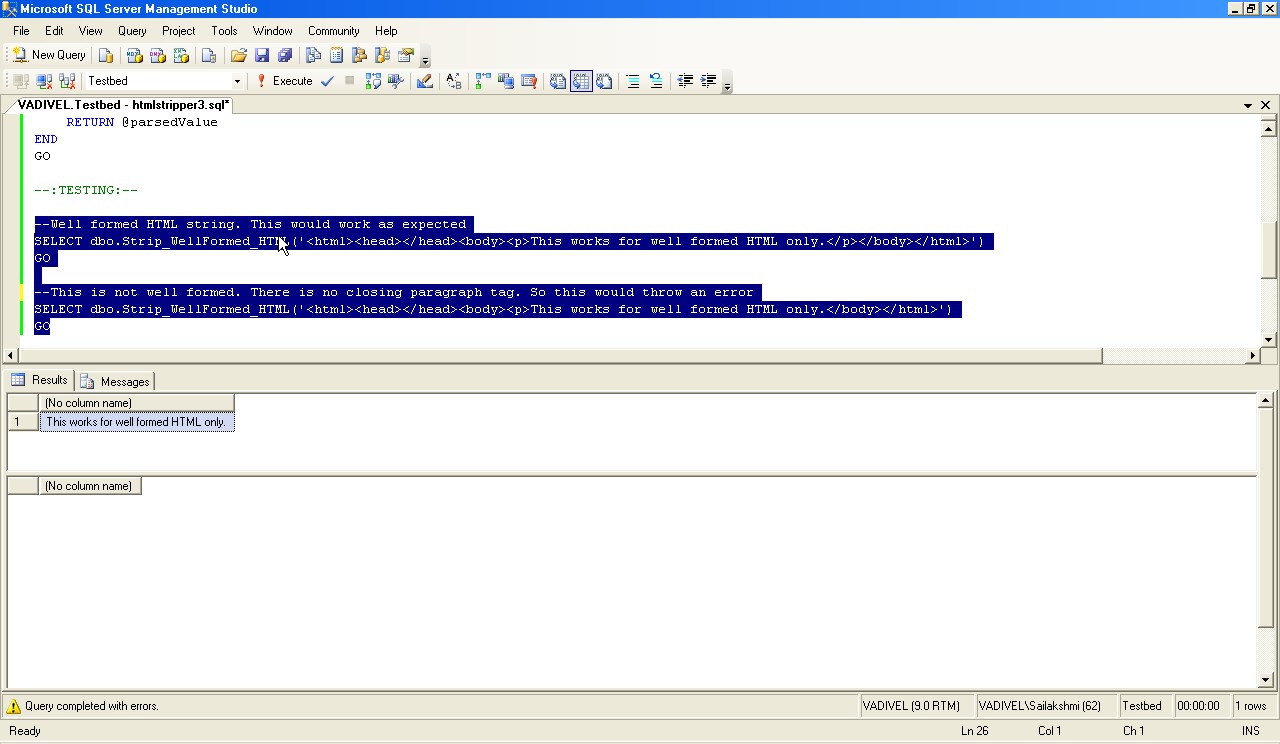 Strip HTML Using UDF In SQL Server 2005 strip-html-using-udf-in-sql-server-2005
