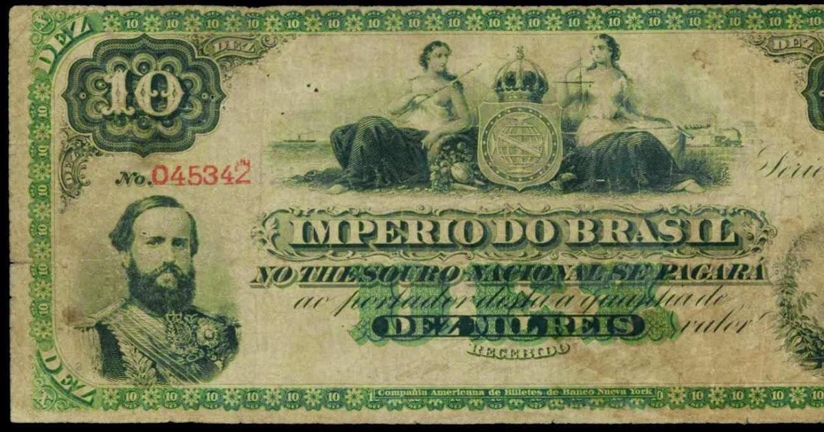 Brazil 10 Mil Reis banknote 1869 Emperor Dom Pedro II|World Banknotes ...