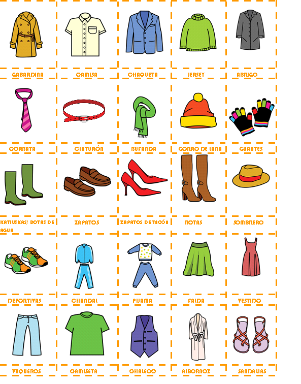 Nombres de la ropa en espanol - Imagui