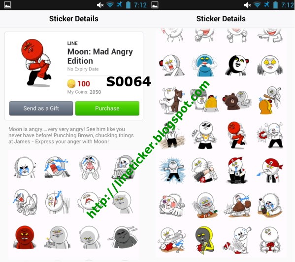 Sticker Line Moon Angry