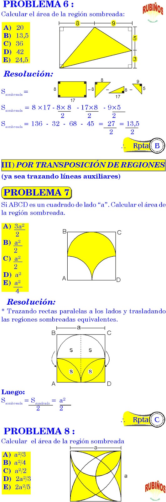 AREAS SOMBREADAS PROBLEMAS RESUELTOS EN PDF