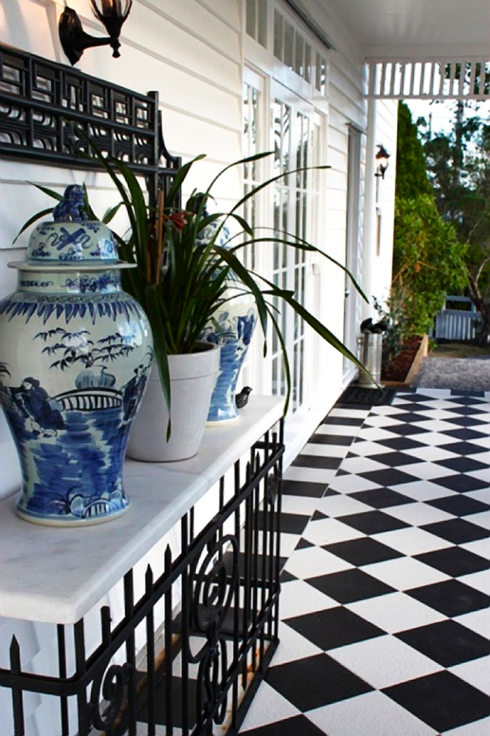 Blue and White with Veranda House