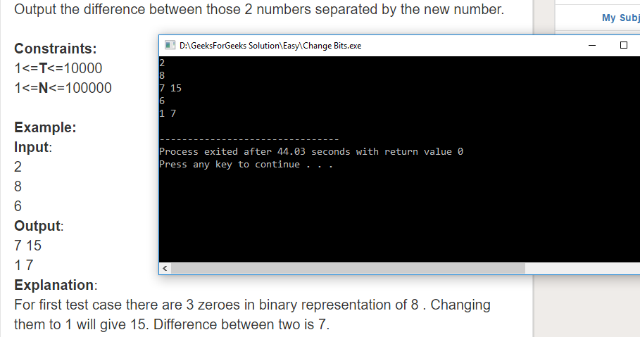 Geeksforgeeks Solution For " Change Bits