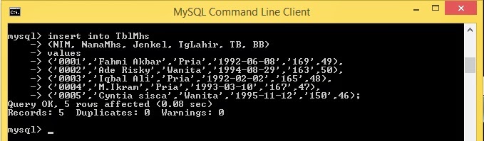Tutorial membuat tabel mahasiswa mengunakan Mysql - ILMU PENTING BAGI KITA
