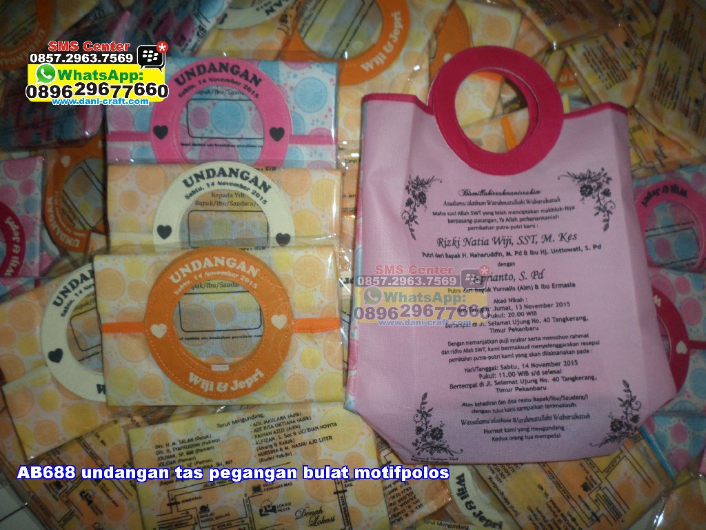 Undangan Tas Pegangan Bulat Motifpolos | Souvenir Pernikahan