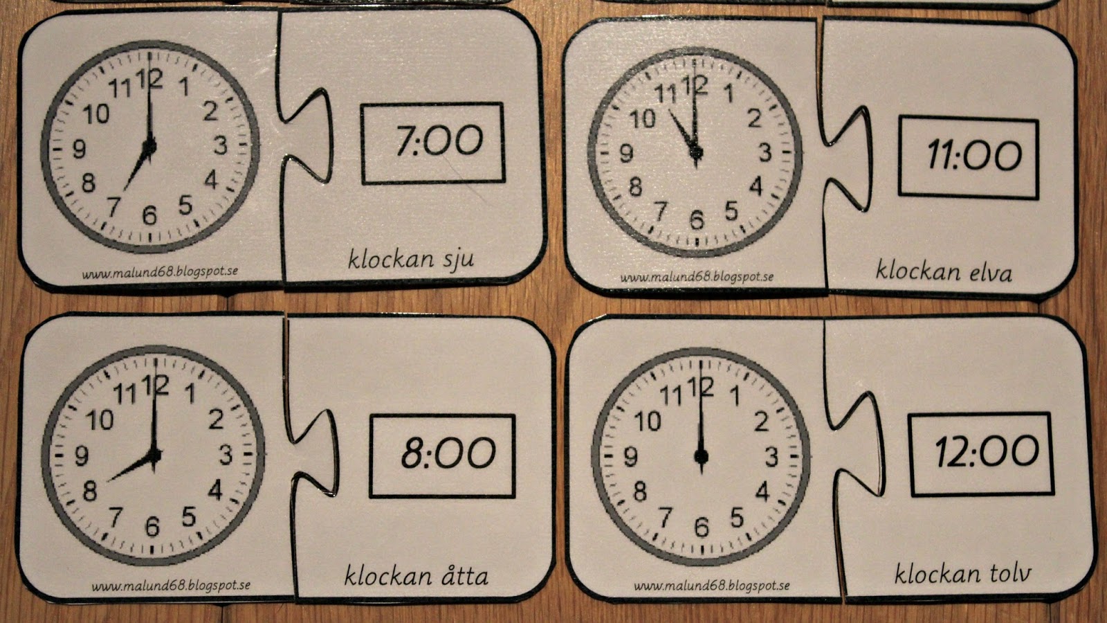 Min blogg om allt mellan himmel och jord: Lära klockan: 2 bitars pussel ...