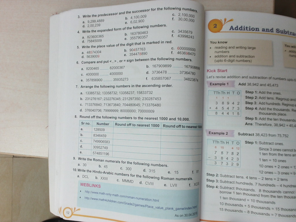 PIS VADODARA STD 5: Grade 5 Math Textbook Ch 1