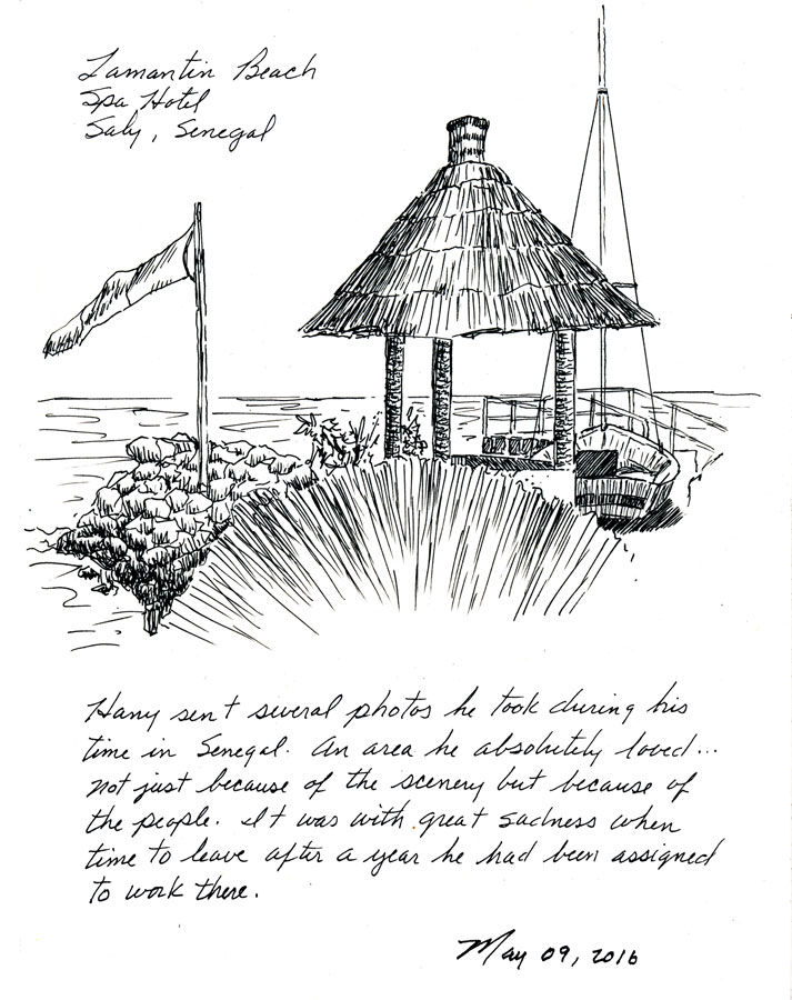 sbwatercolors and sketching: Lamantin Beach Pen and Ink Sketch