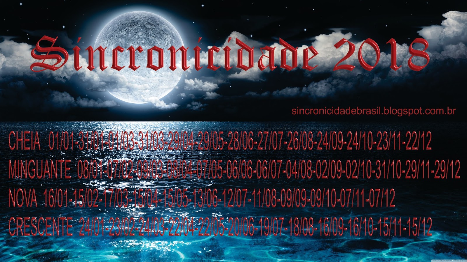 "Viva em Sincronicidade com o mundo": TABELA DAS FASES DA LUA