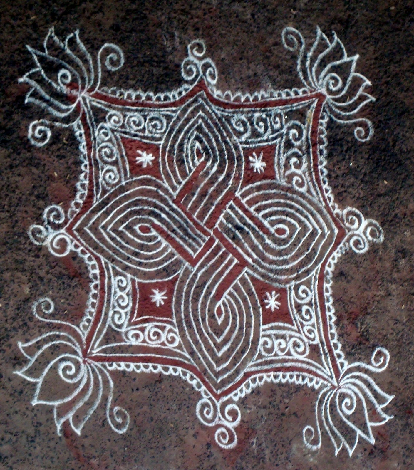 My Kolam: Red and white