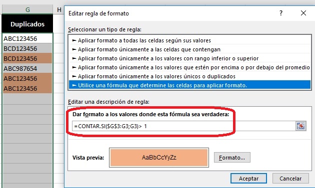 Aplica_Excel: Formato condicional con fórmulas