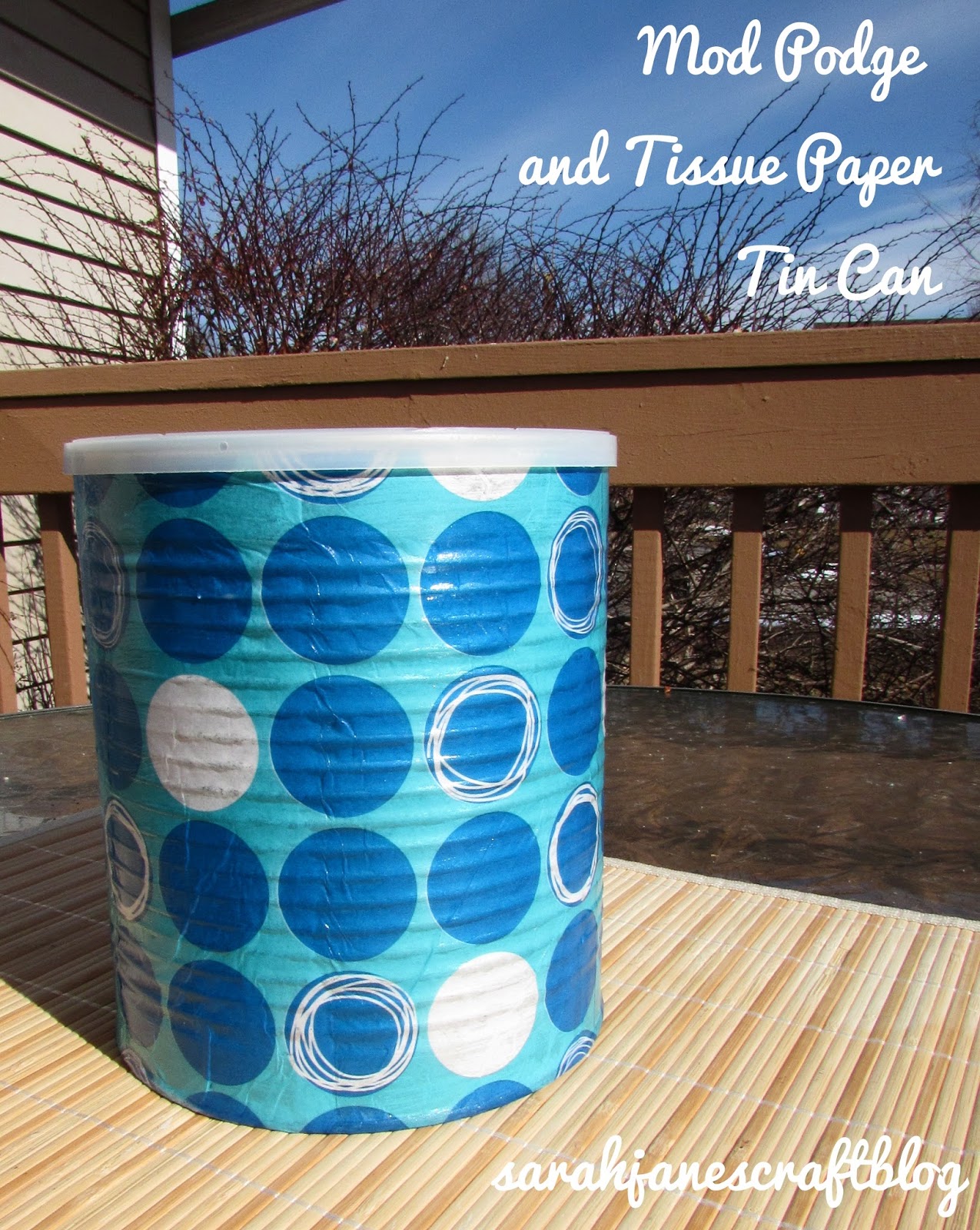 Mod Podge and Tissue Paper Tin Can