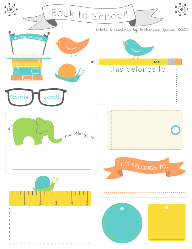 Katie's Sketchbook: Back to School printable sticker labels!