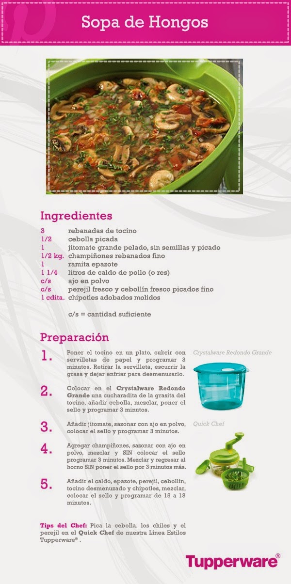 Vende Tupperware Tampico: Sopa de Hongos