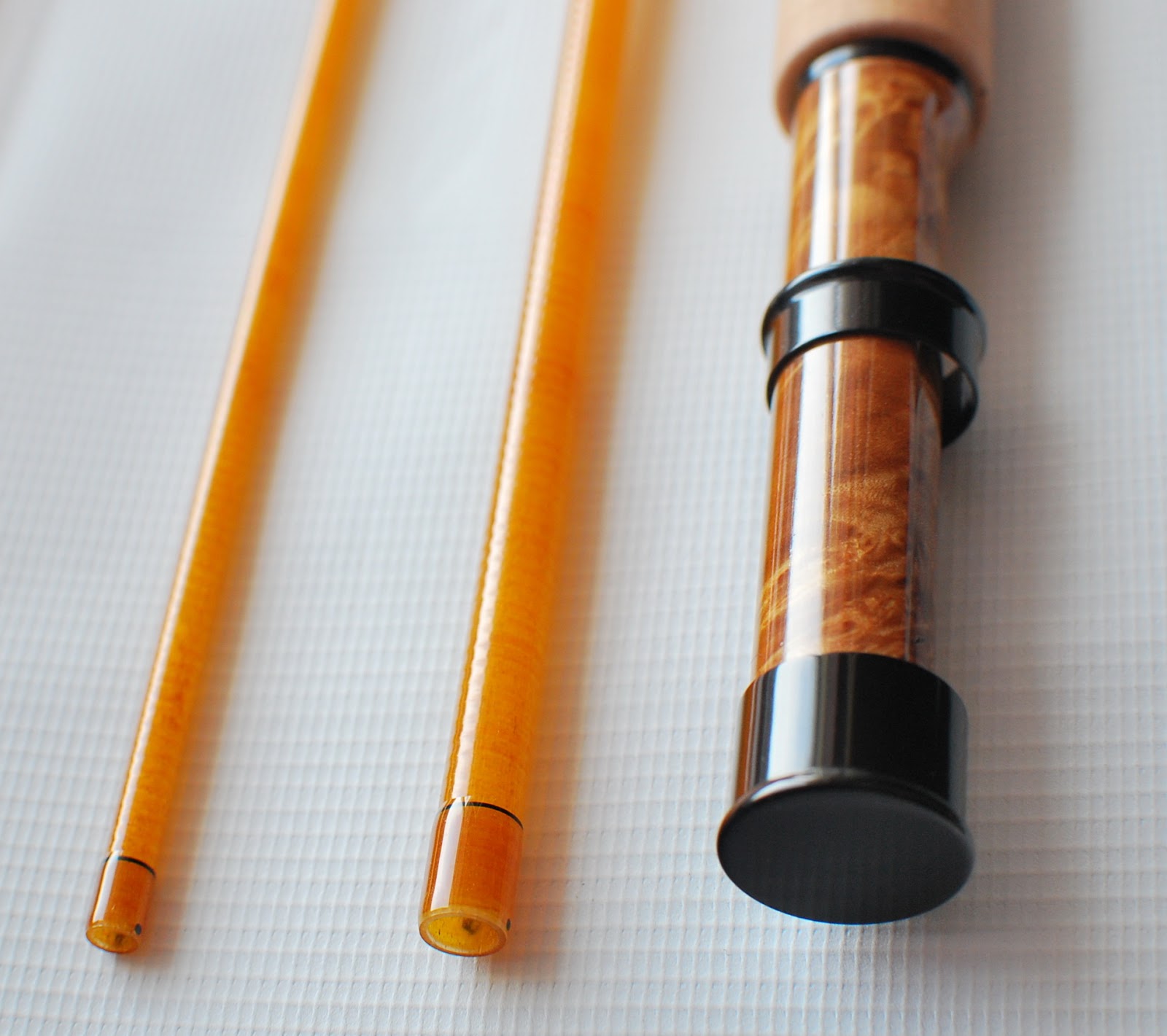Handcrafted graphite and fiberglass fly rods: Kabuto brown