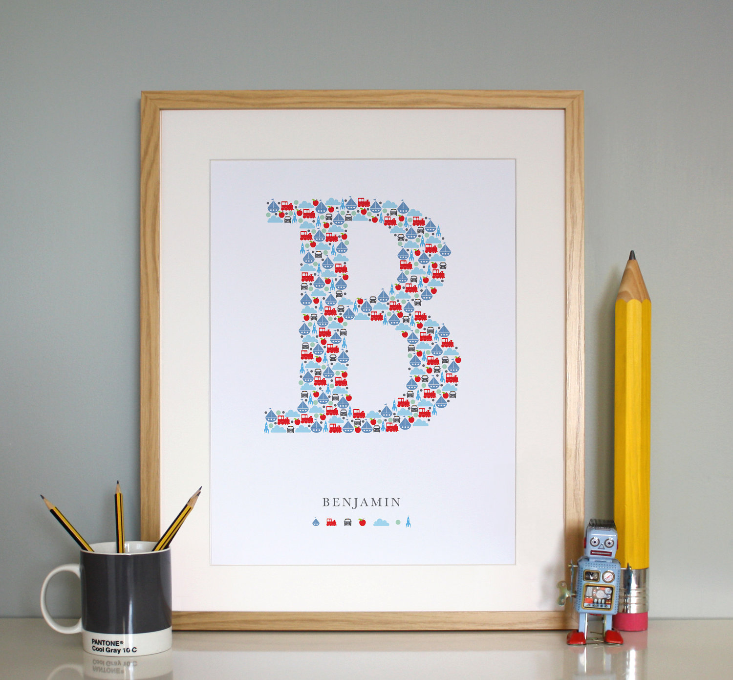 marta writes: monogram artwork (for kiddos!) / one little dicky bird