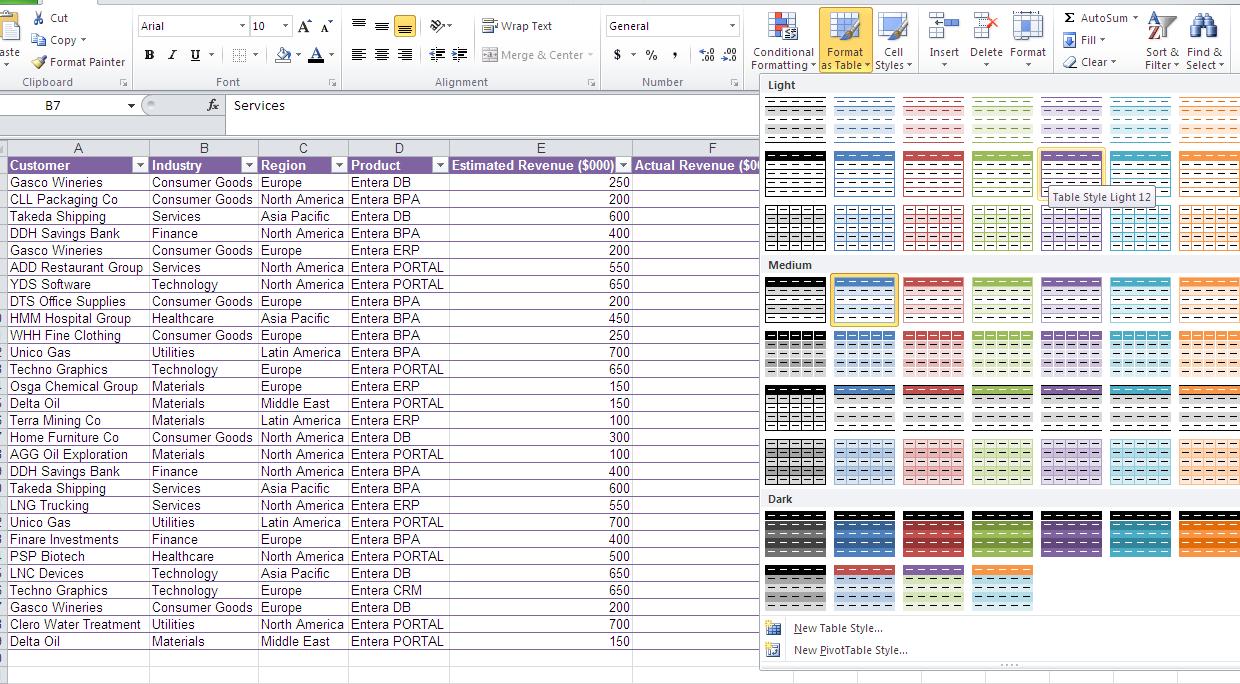 Cum folosim functia table Excel 2007?