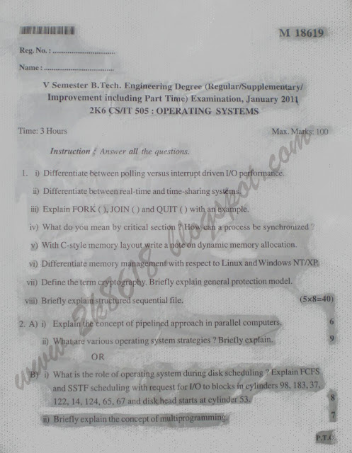 Operating Systems (OS) - Previous Question Papers -Semester 5 - 2011 ...