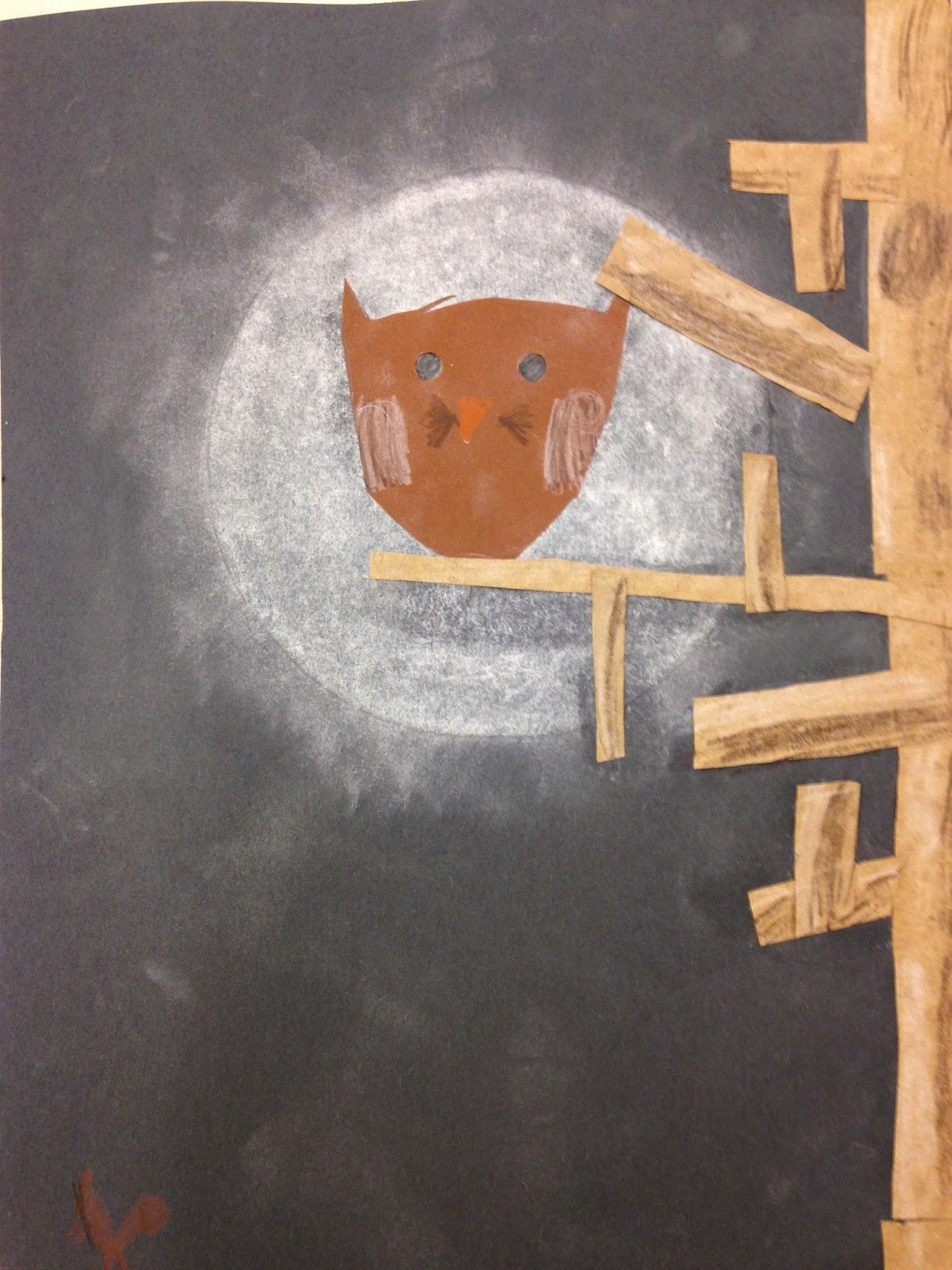 Lines from the Art Room: First Grade Owl Moon Art