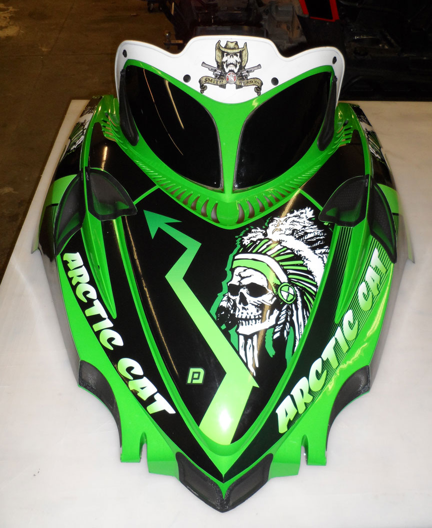 omecca custom graphic design: Arctic Cat Sled Hood Graphics