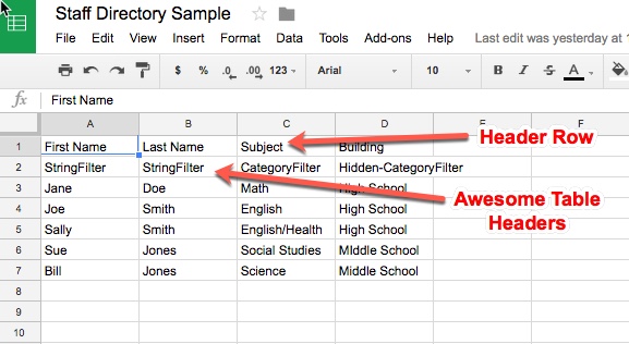 Google SItes - Embedding an Awesome Table View