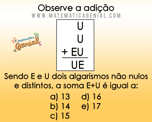 Questão Do Concurso Do Banco Do Brasil Sendo E E U Dois Algarismos