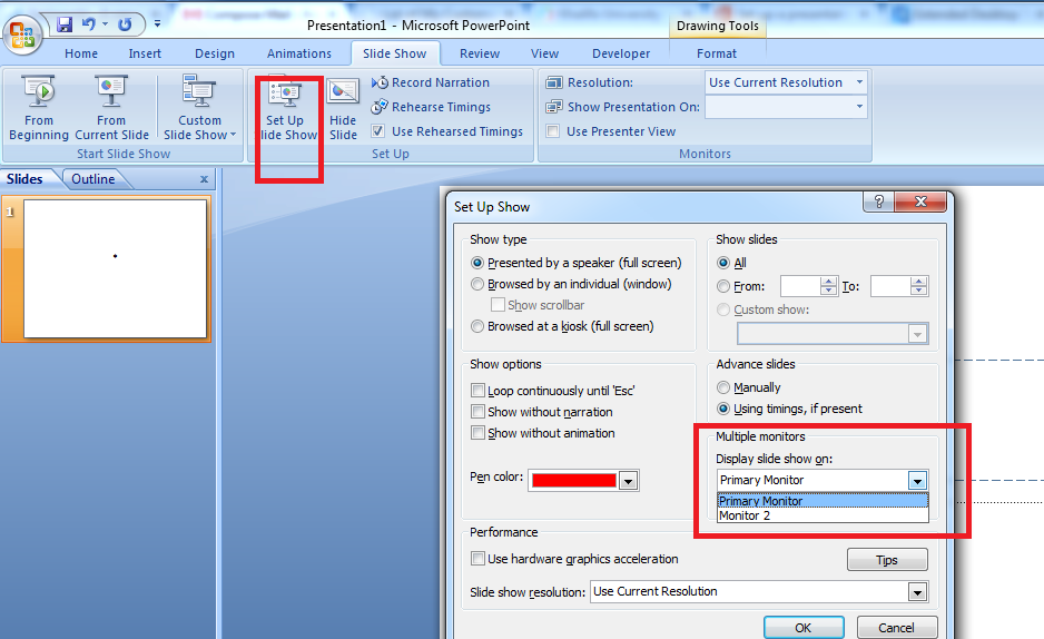 Solution How To Setup Power Point Slide Show To Run On Extended Monitor Or Second Monitor