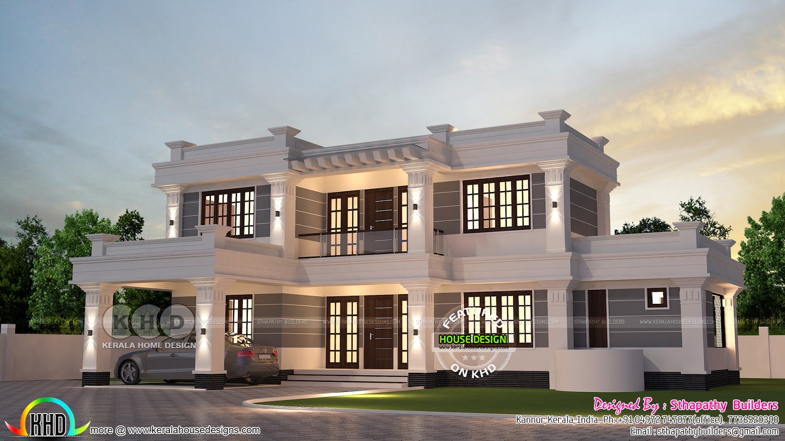 2010 square feet modern decorative style flat roof house plan - Kerala ...